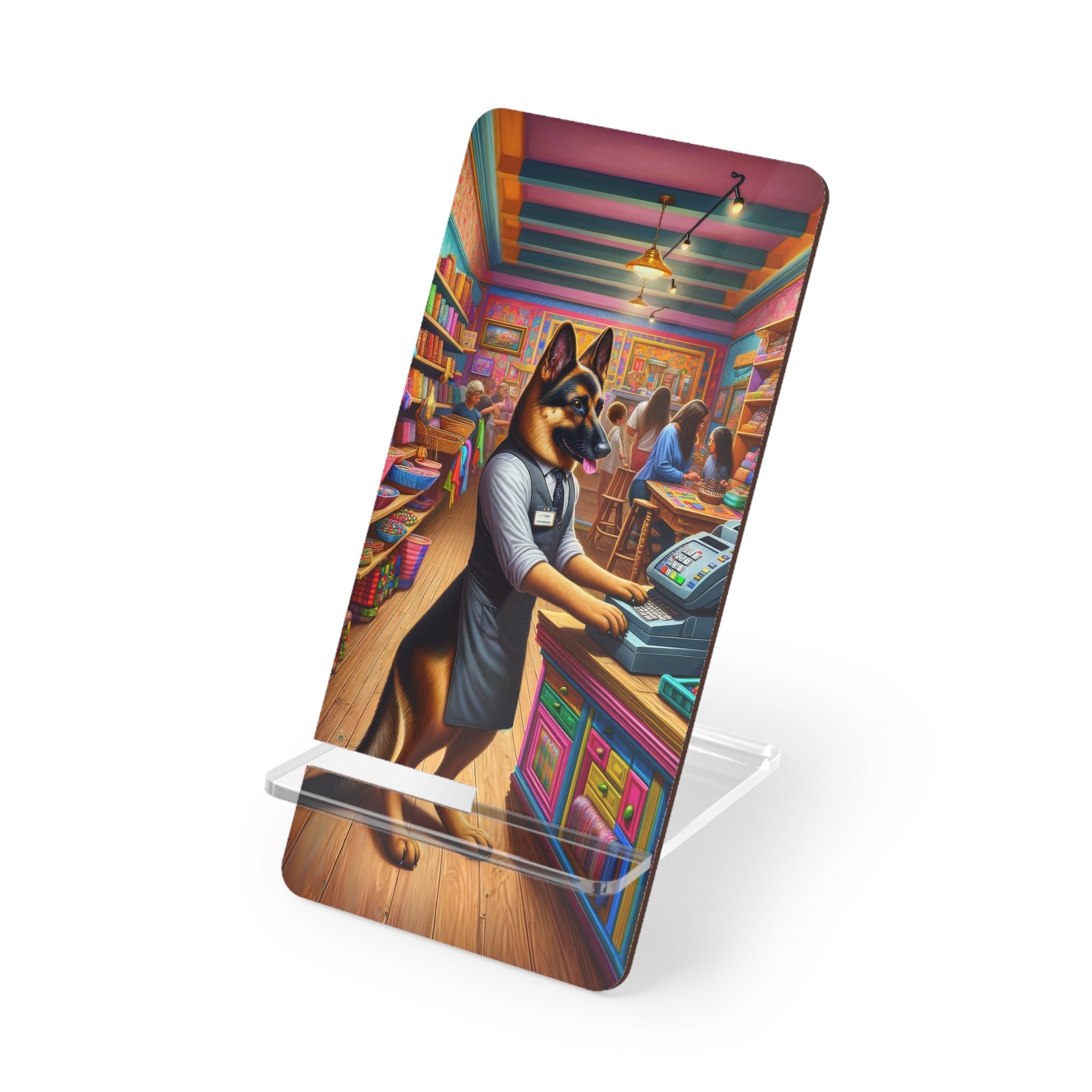 German Shepherd Operating a Cash Register Smartphone Stand – German ...