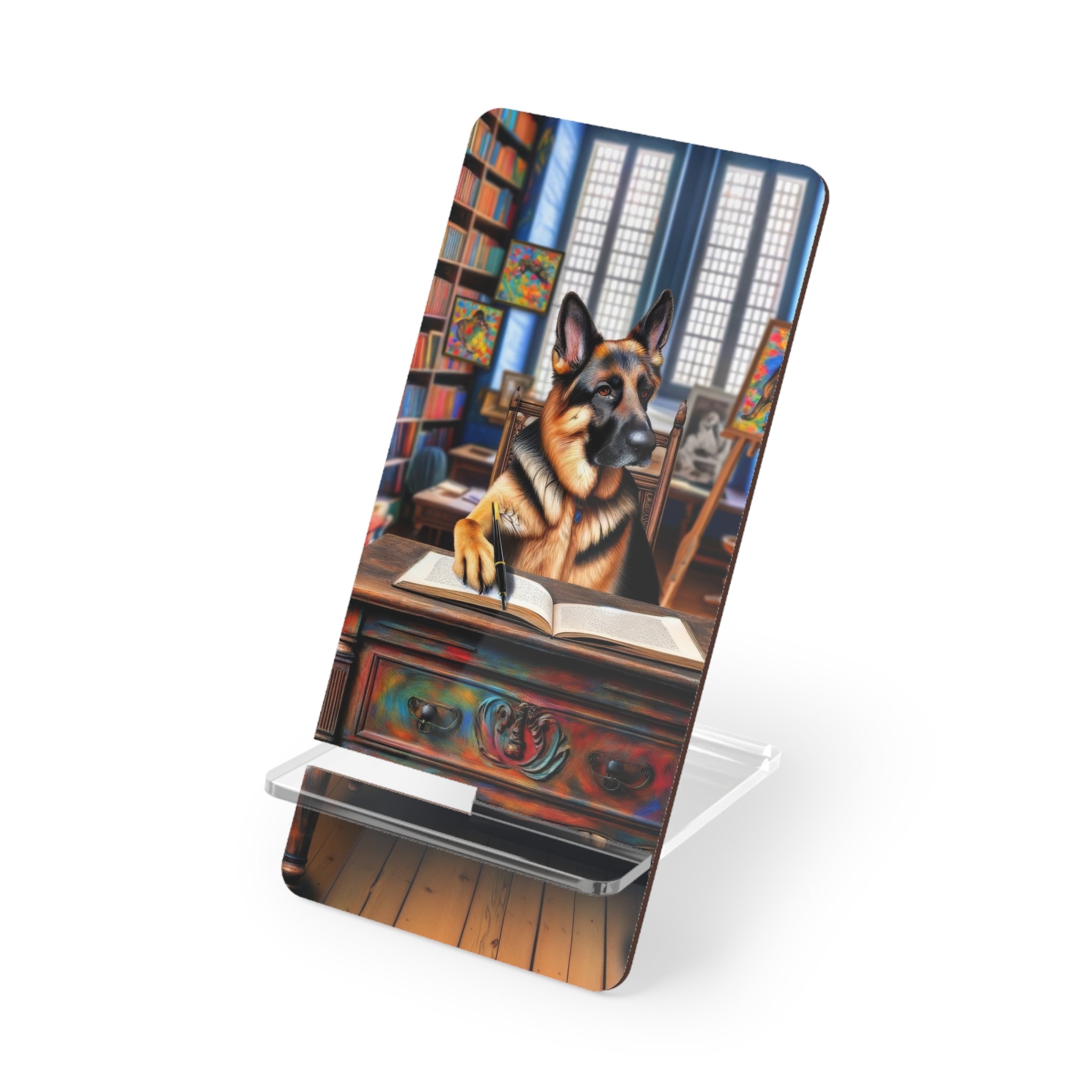 German Shepherd Writing a book Smartphone Stand – German Shepherd Shopping