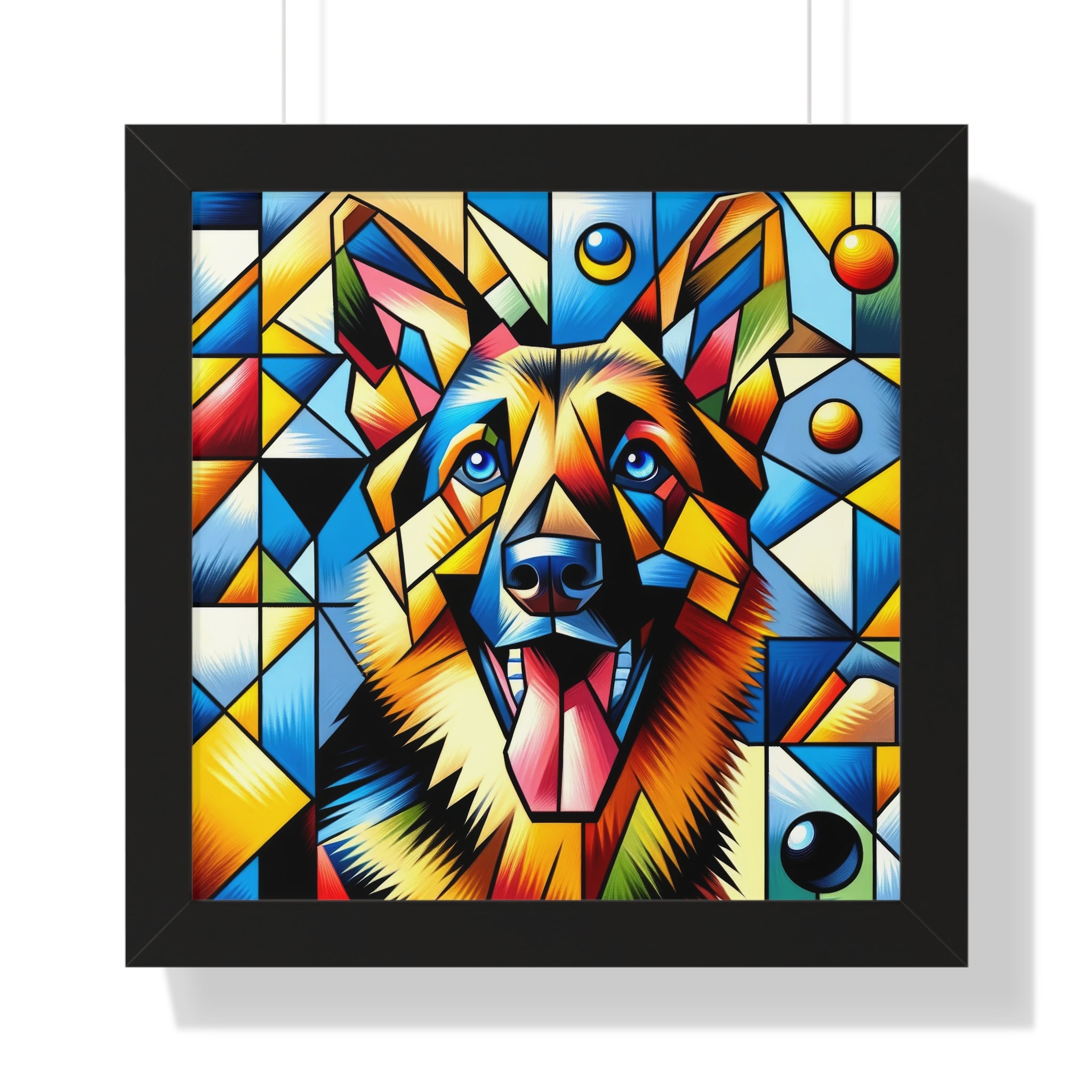 German Shepherd in Cubism Framed Poster Painting 16x16 – German ...